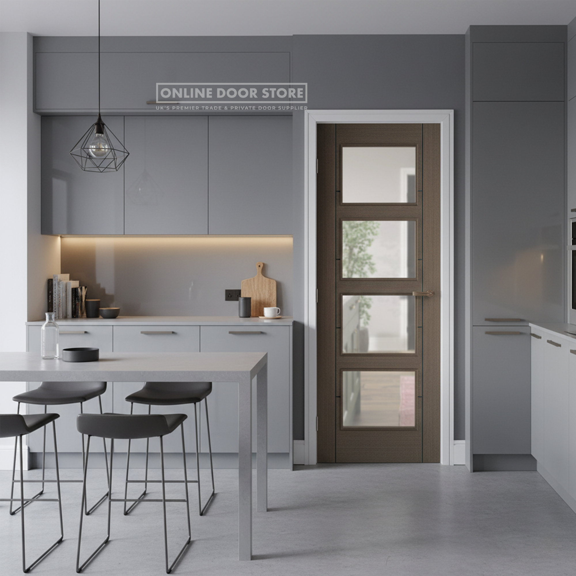 LPD Chocolate Grey Vancouver Internal Glazed Door 4L – Online Door Store