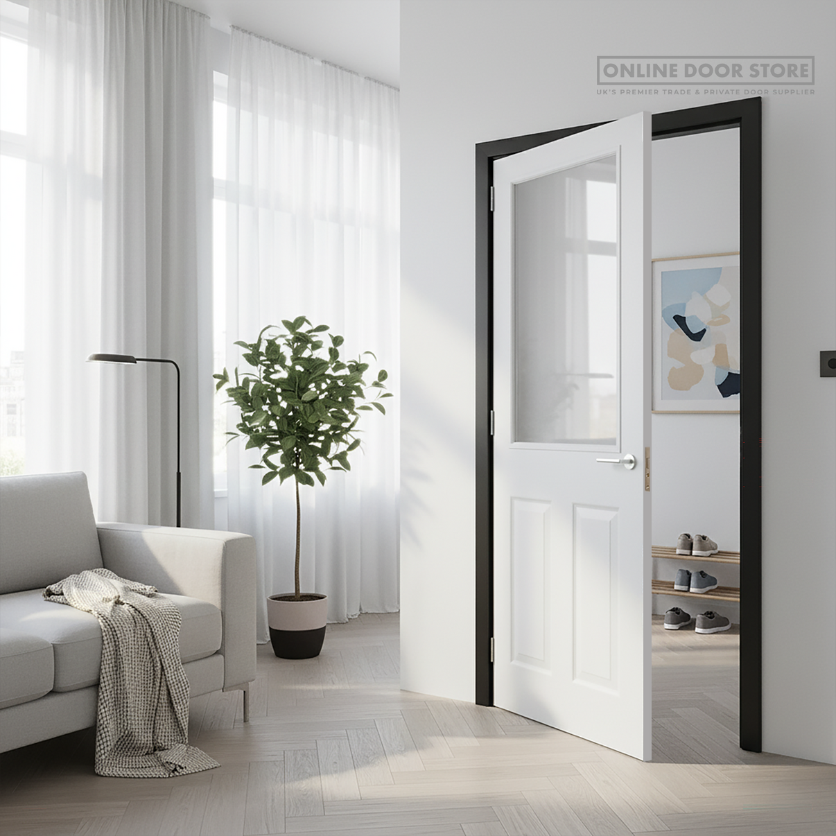 LPD White Moulded Internal Glazed Door 2-Panel 1L – onlinedoorstore