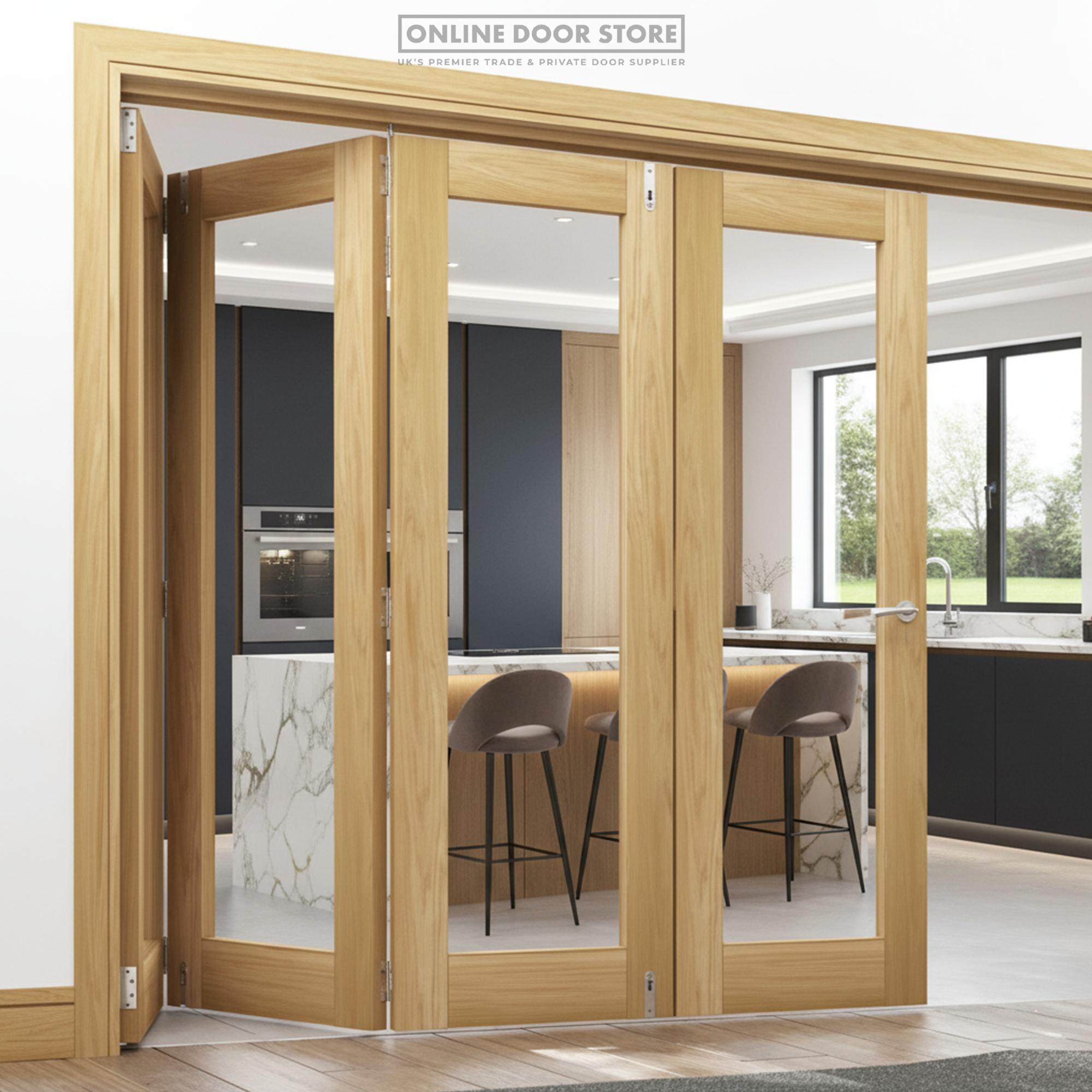 Deanta Folding System - Bifold Frame Kit Prefinished Oak – Online Door ...