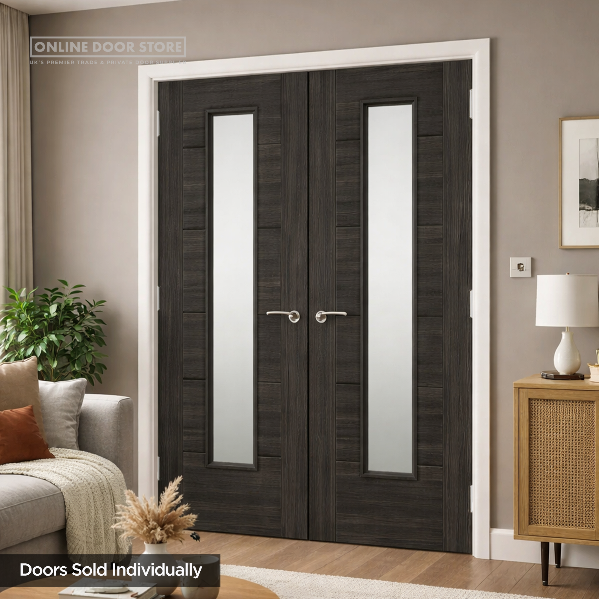 JB Kind Tigris Dark Grey Glazed Laminated Internal Door – Online Door Store