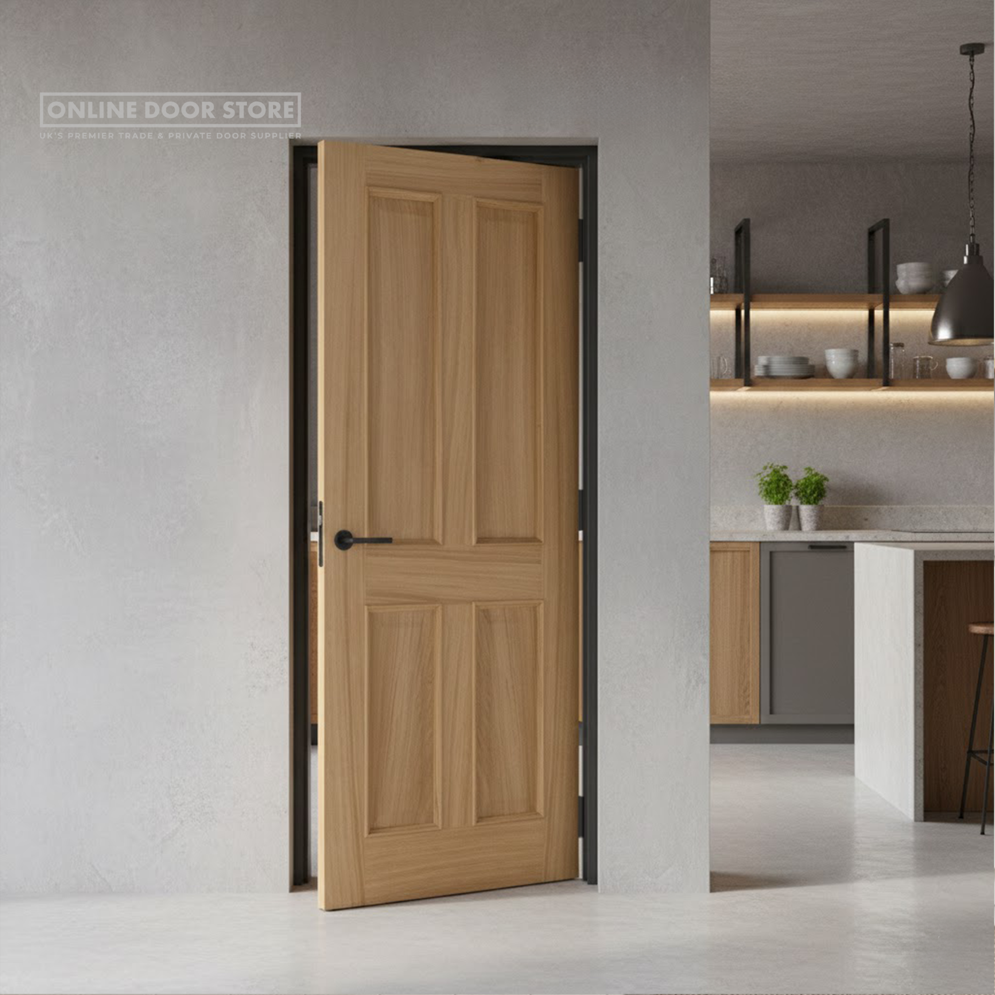 LPD Oak Regency 4-Panel RM2S FD30 Fire Door – Online Door Store