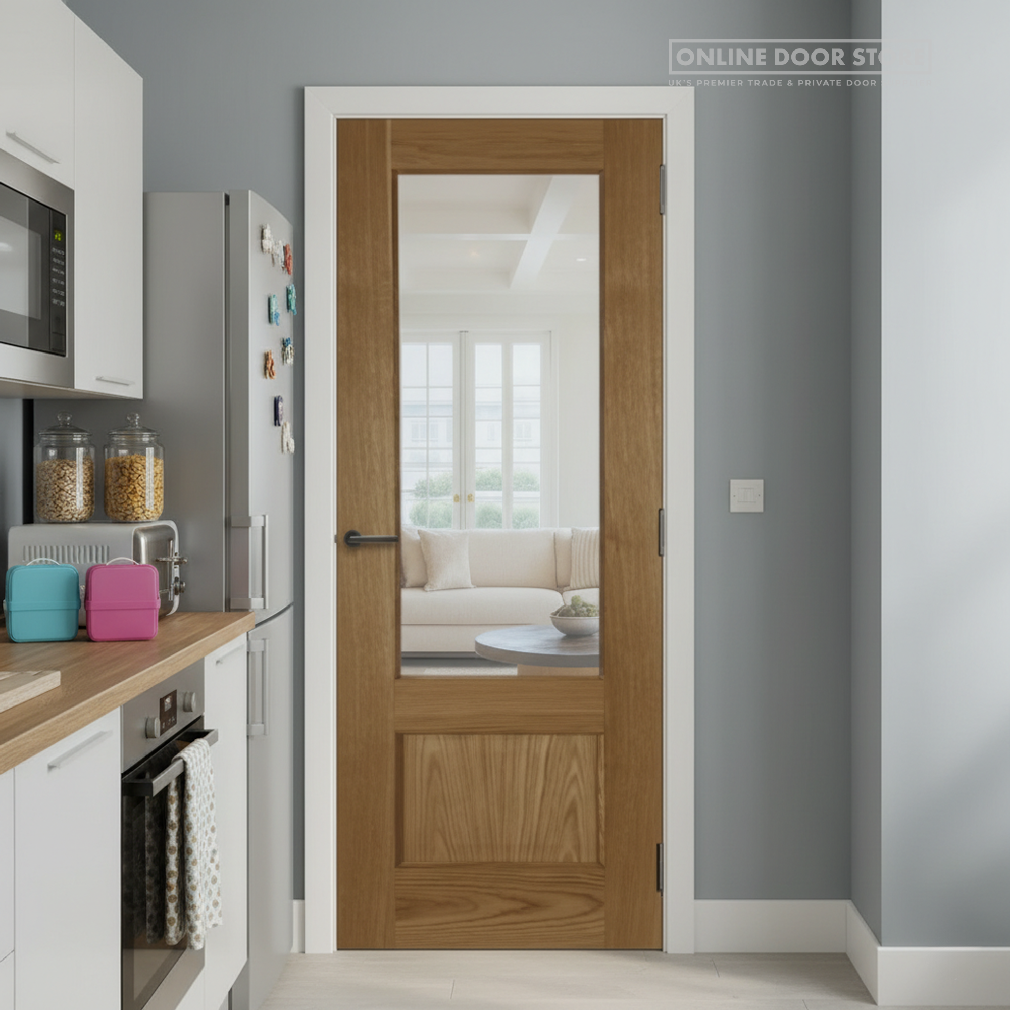 Mendes Chiswick Pre-Finished Oak 1 Light Clear Internal Glazed Door ...