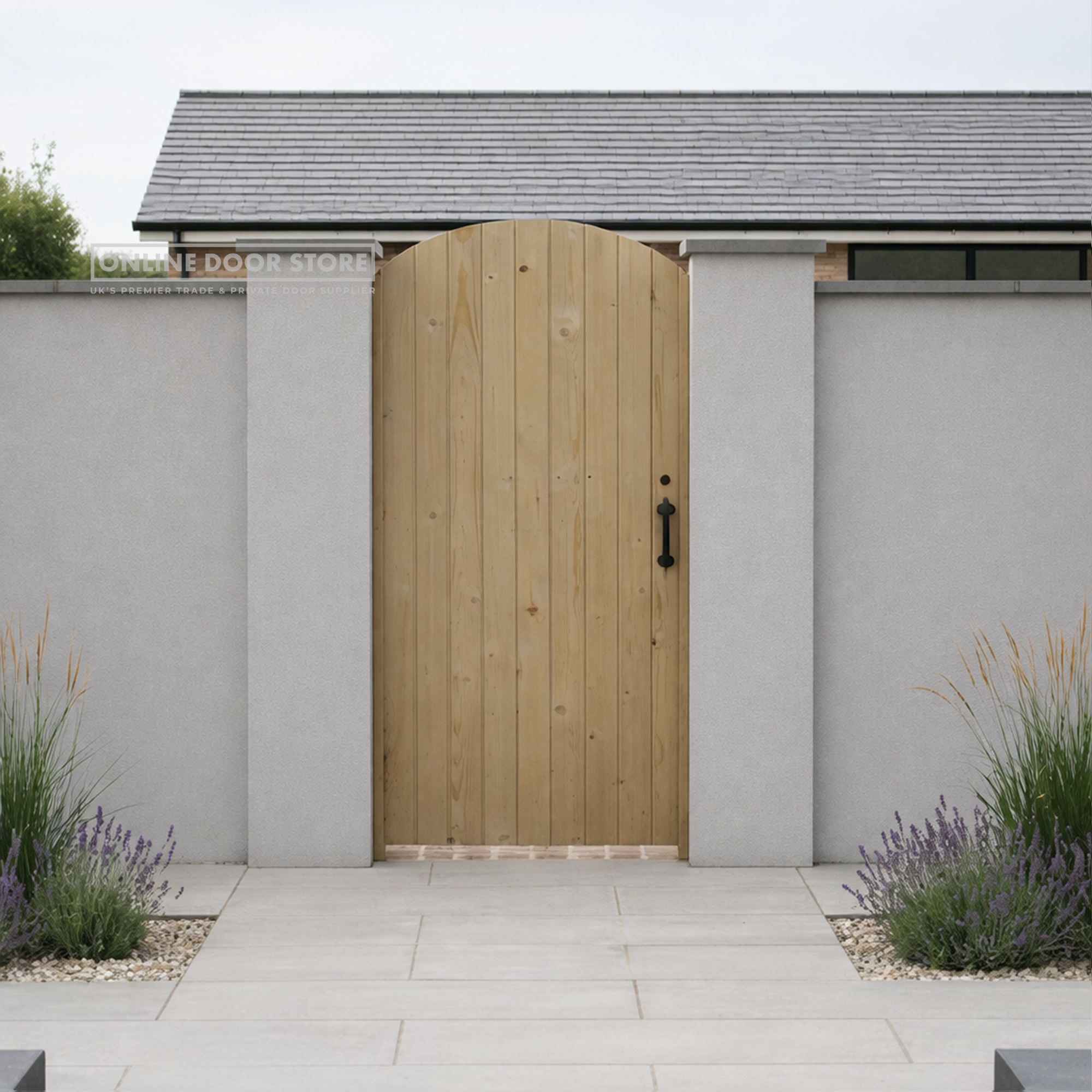 XL Joinery Ledged & Braced Arched Top External Pine Gate – Online Door ...